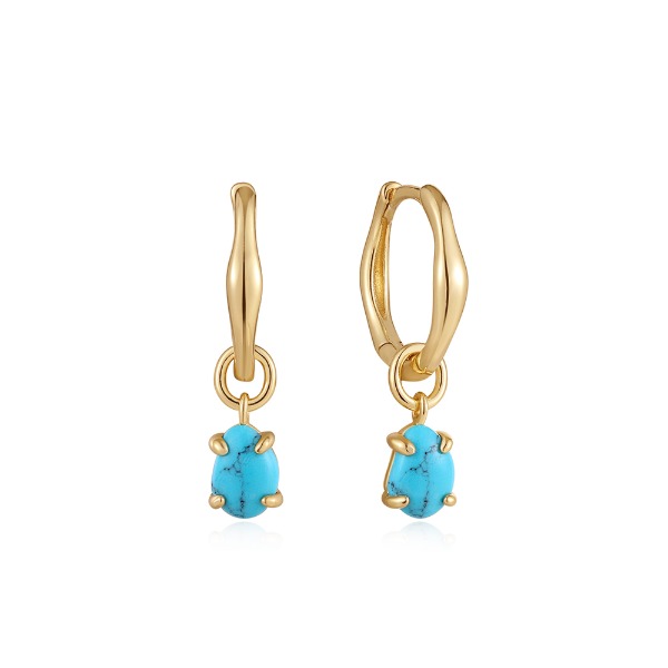 웨이브 터키석 후프 925 실버 귀걸이 E044-05G - ANIA HAIE KOREA