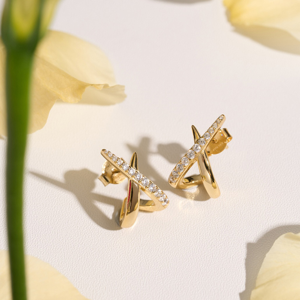 키스 꼬임 파베 925 실버 스터드 귀걸이 E057-03G - ANIA HAIE KOREA