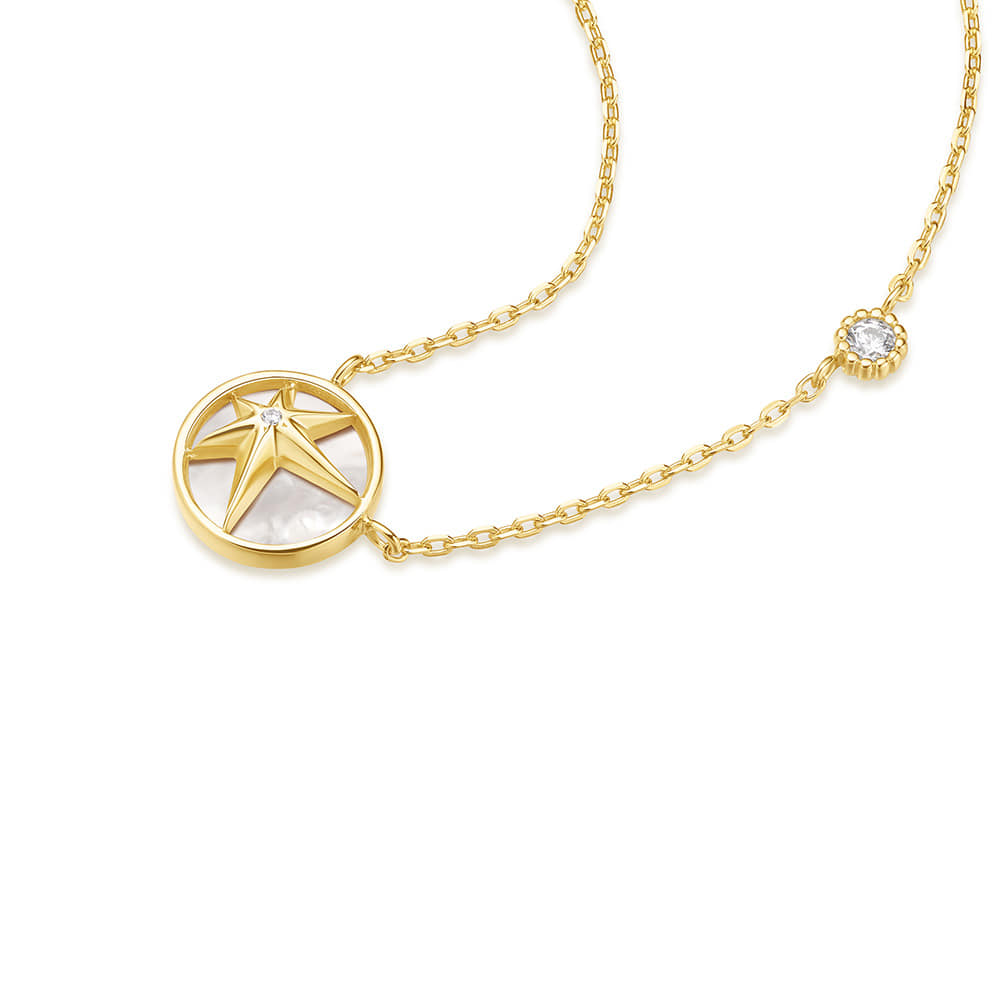 골드 스타리 자개 925 실버 목걸이 N065-05G - ANIA HAIE KOREA