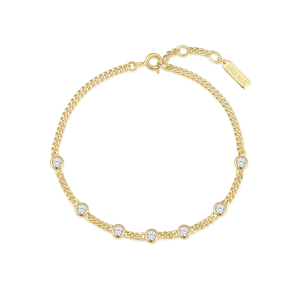 골드 멀티 스테이션 라운드 스톤 체인 925 실버 팔찌 B066-05G - ANIA HAIE KOREA