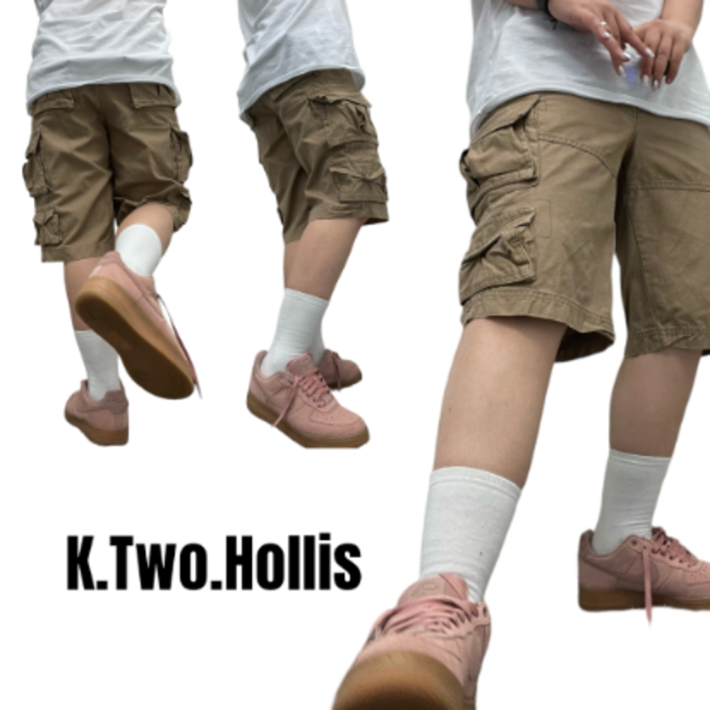 K.TWOHOLLIS 베이지브라운 카고 하프팬츠 * - 하이리티