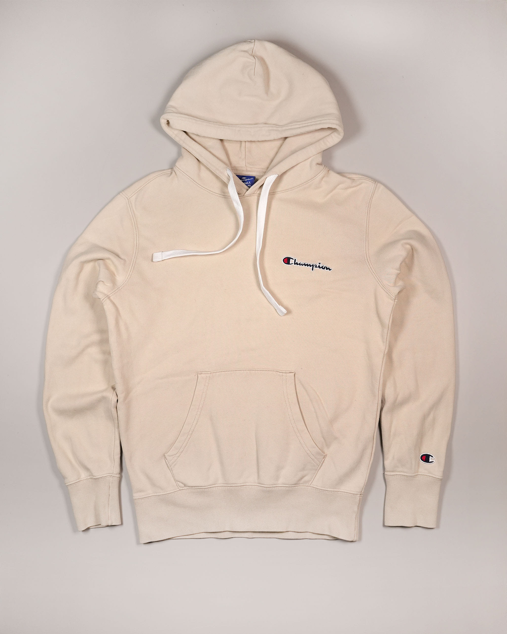 (XS) Champion Vintage Beige Small Logo Hoodie (DT1HD_84) - 헤비듀티 아카이브