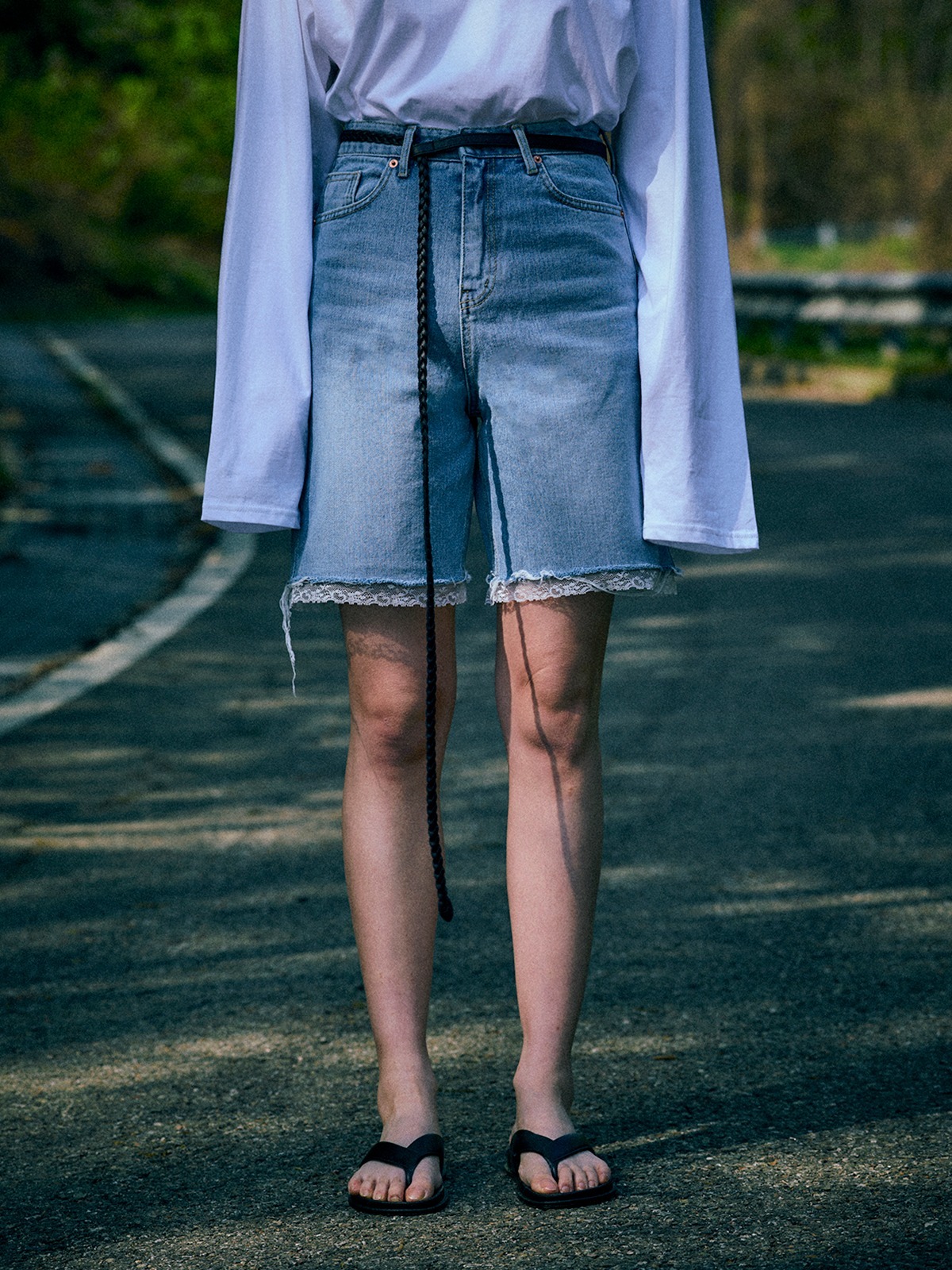 Half middle blue denim