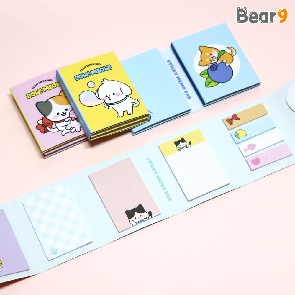 2500 멍냥 6단 점착 메모지 - bear9