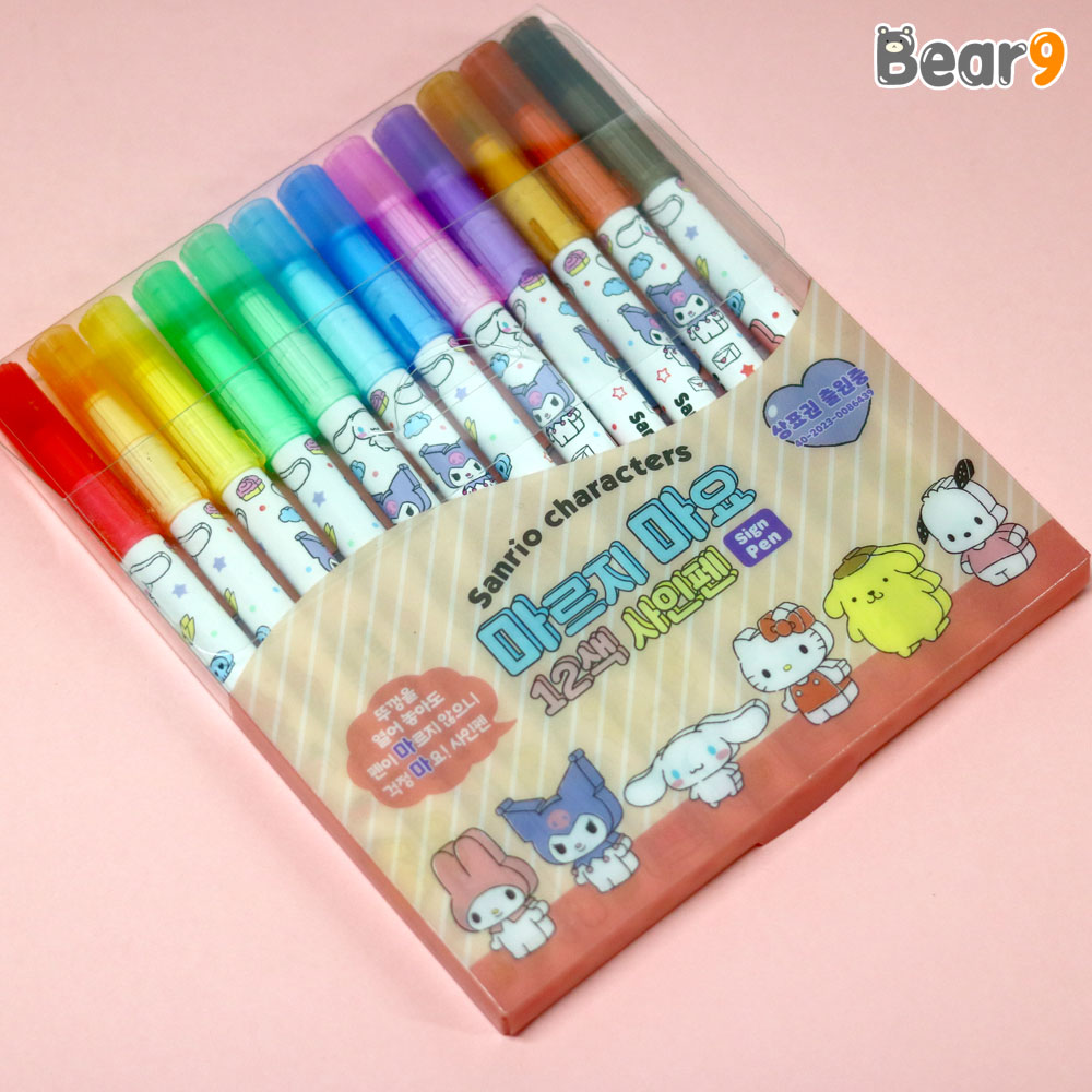 6000 산리오 캐릭터즈 마르지마요 12색 사인펜 - bear9