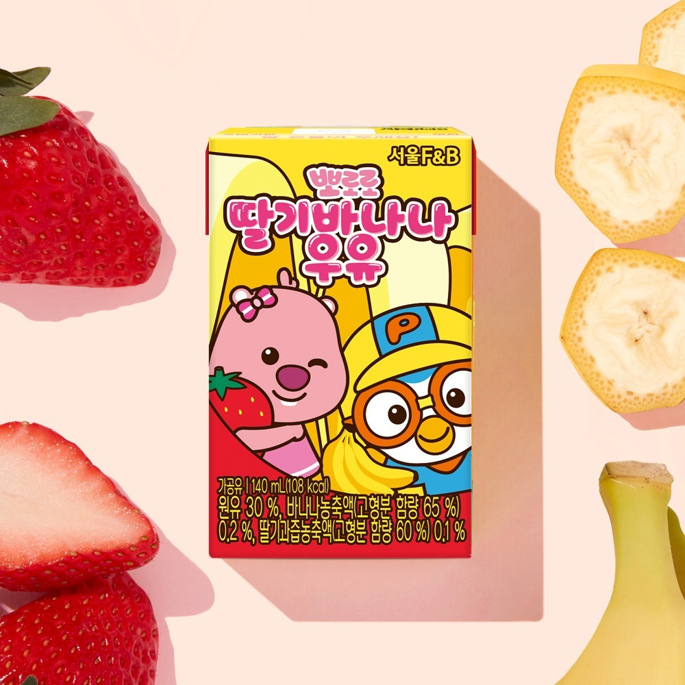 서울F&B 뽀로로 딸기바나나우유 140mL x 24입 - 서울스토어365