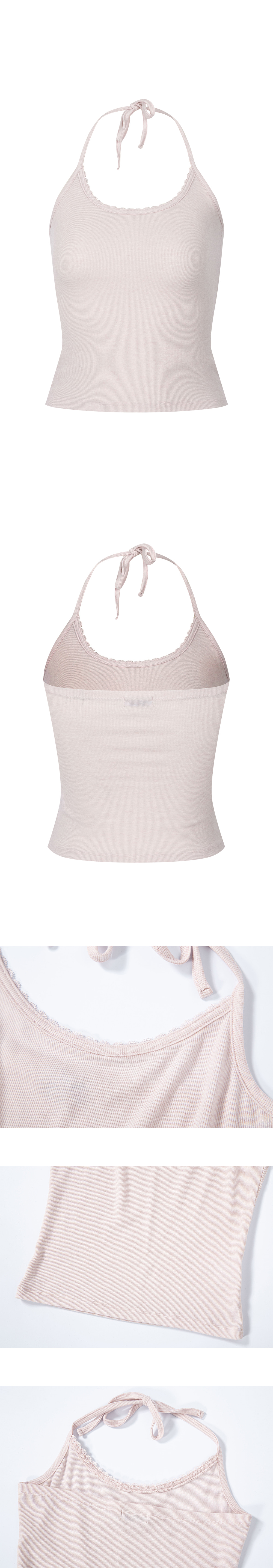 MUSINSA公式 | PLEASENOFOLLOW Angela Halter Lace Top (Baby Pink)