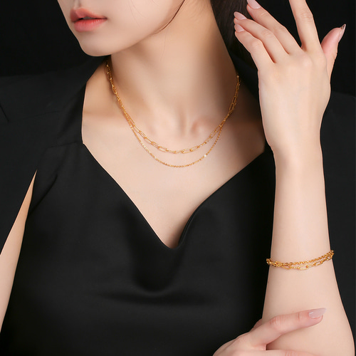 순금 레이어드 위브 목걸이 11.25g - 한국금시장거래소