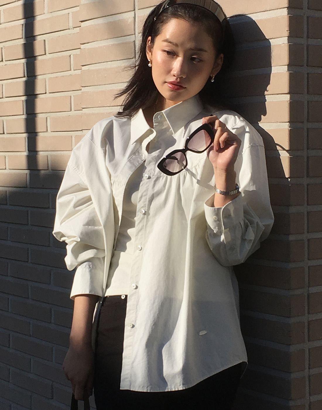 Oversized Mer Shirt-Cream | 셰리오브(Chéri Aube)