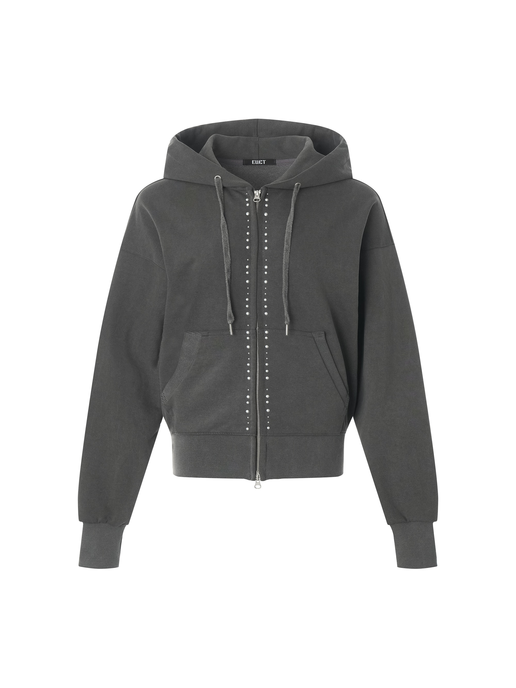 EUCT Hotfix Rhinestone Hood Zip Up - CHACOAL - 이유씨티 EUCT® Official ...