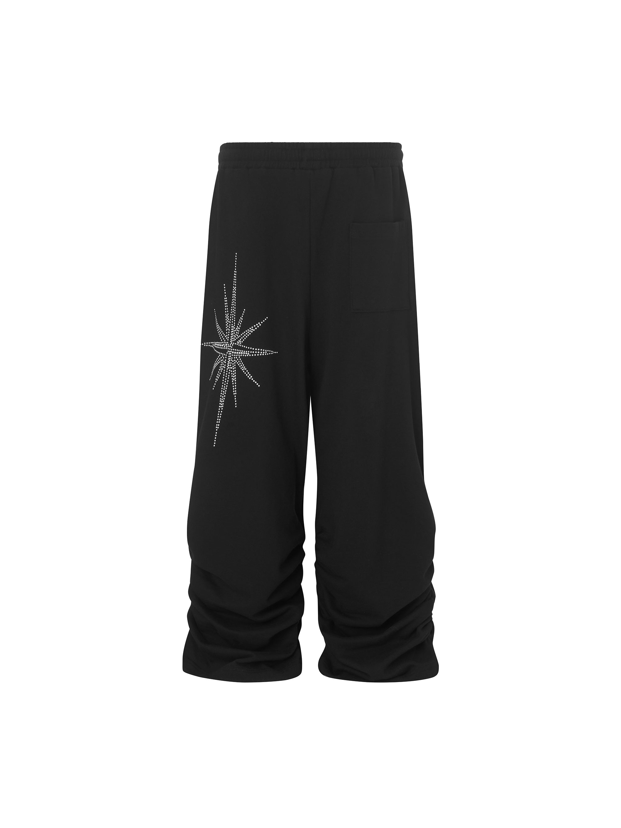 Hotfix Shirred symbol Sweatpants - BLACK - 이유씨티 EUCT® Official online store