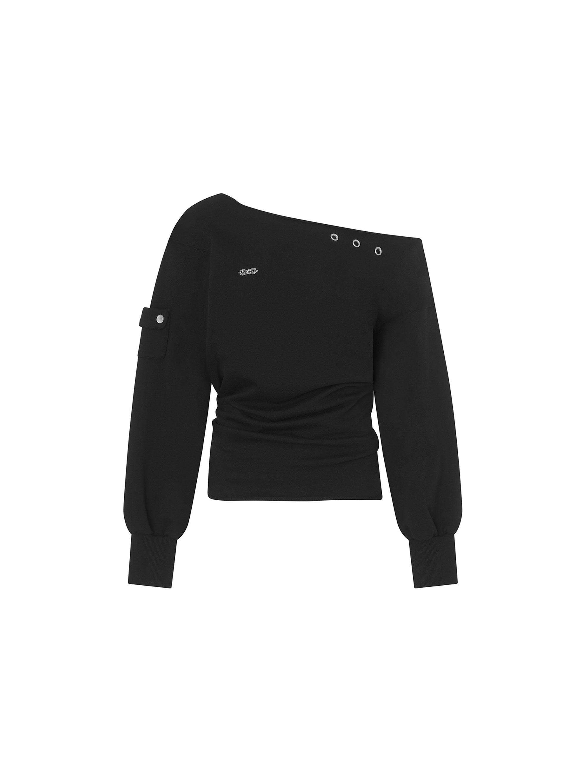 Pocket off shoulder sweat long sleeve - BLACK - 이유씨티 EUCT® Official ...