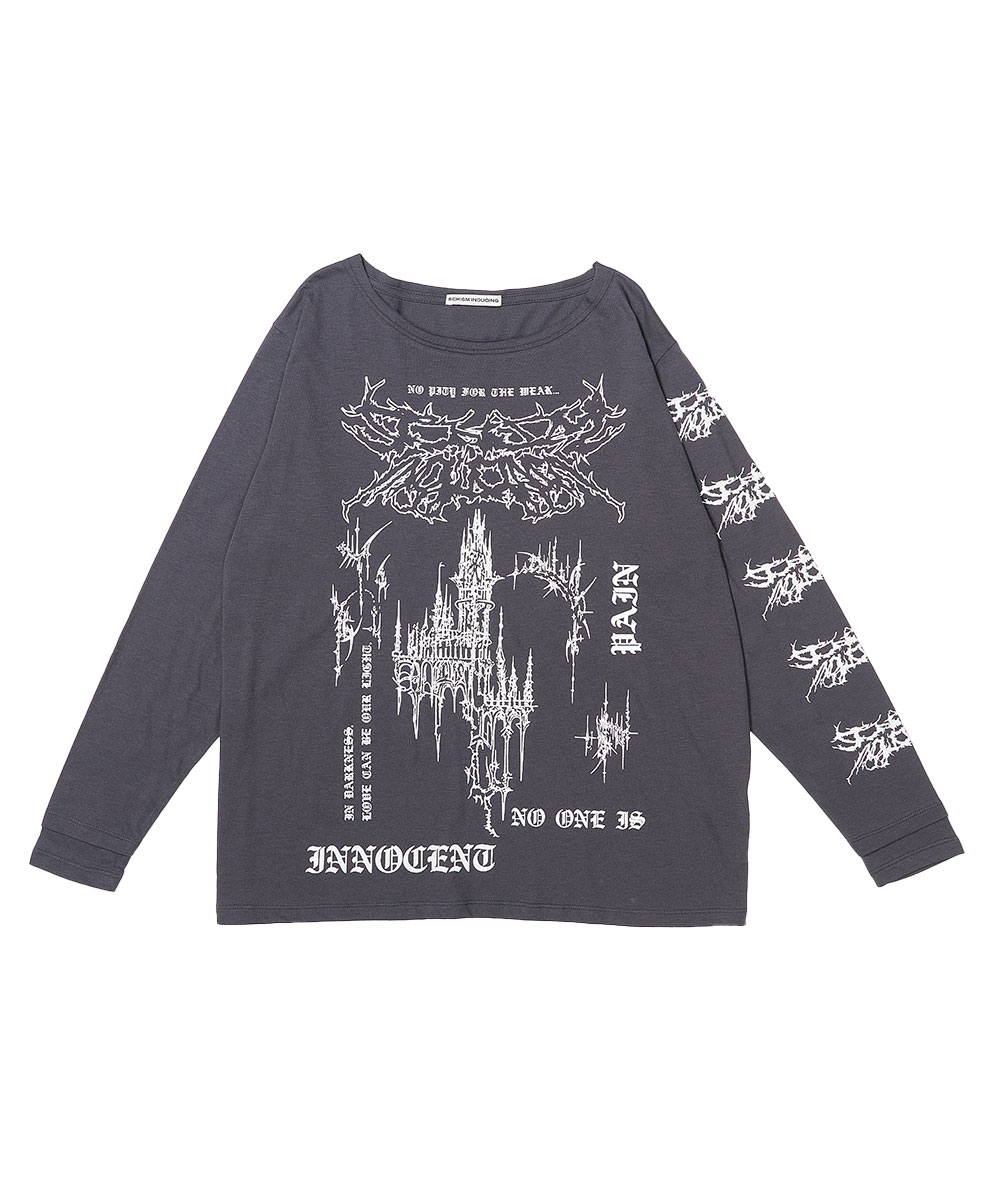 EMO OFF SHOULDER LS TEE CHARCOAL | SCHISM INDUCING
