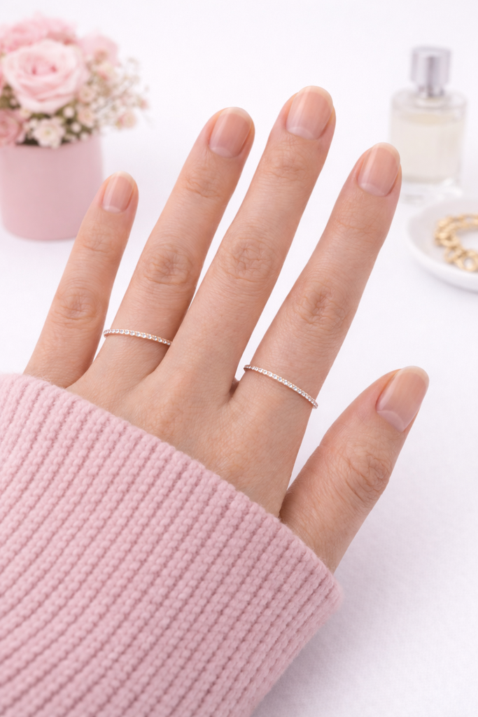 Rose sparkle cubic band ring | 아우레움픽