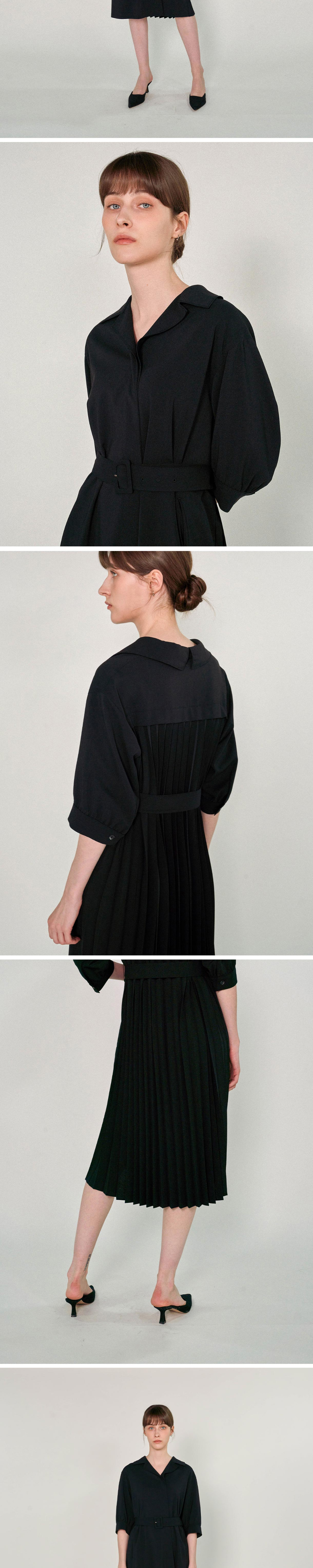 [23SS]벨티드 플리츠 원피스 N3MN10_ANNE KLEIN