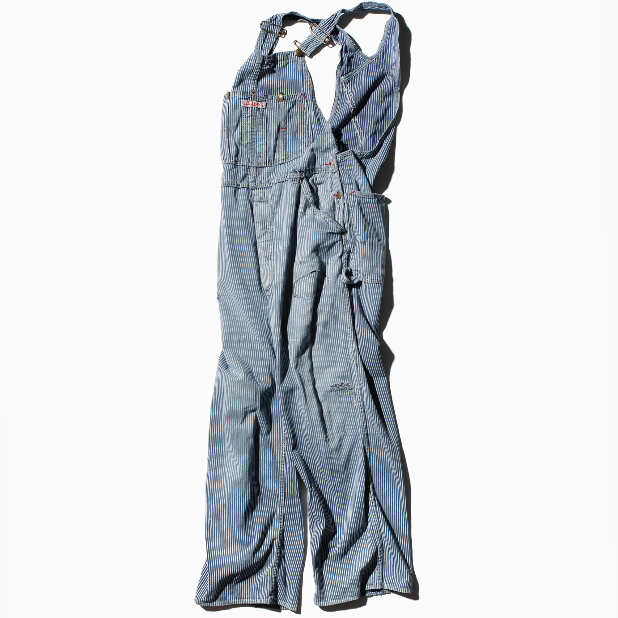 vintage Baker repair striped overall(~35) - 파인더스키퍼스