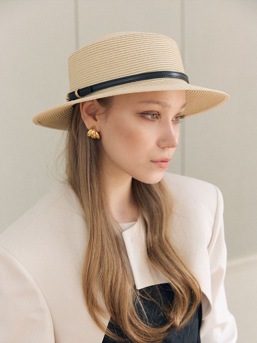 라탄 와이드 플랫탑 파나마 햇 H023 베이지