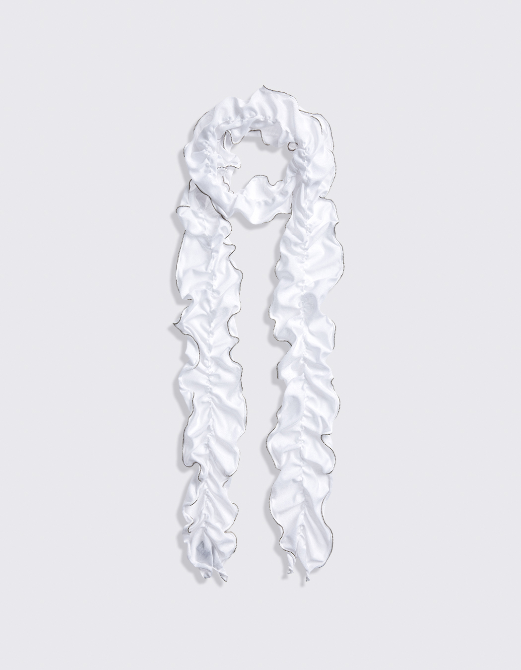 RUFFLE BELT SCARF, WHITE | polysooem