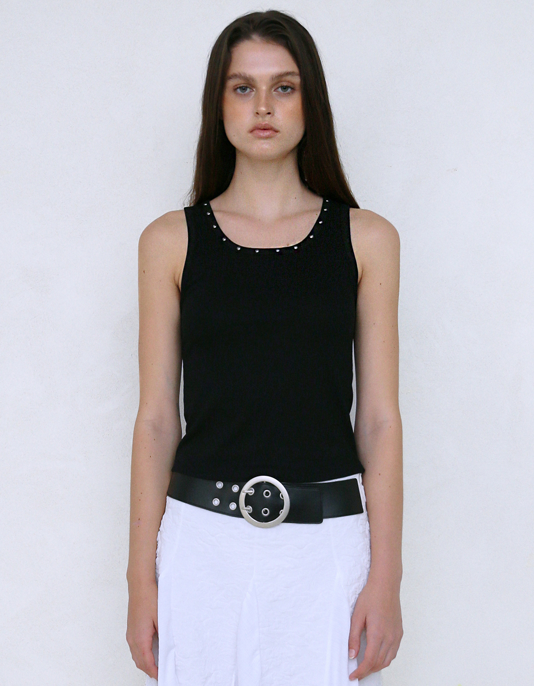 STUDDED TANK TOP, BLACK - polysooem