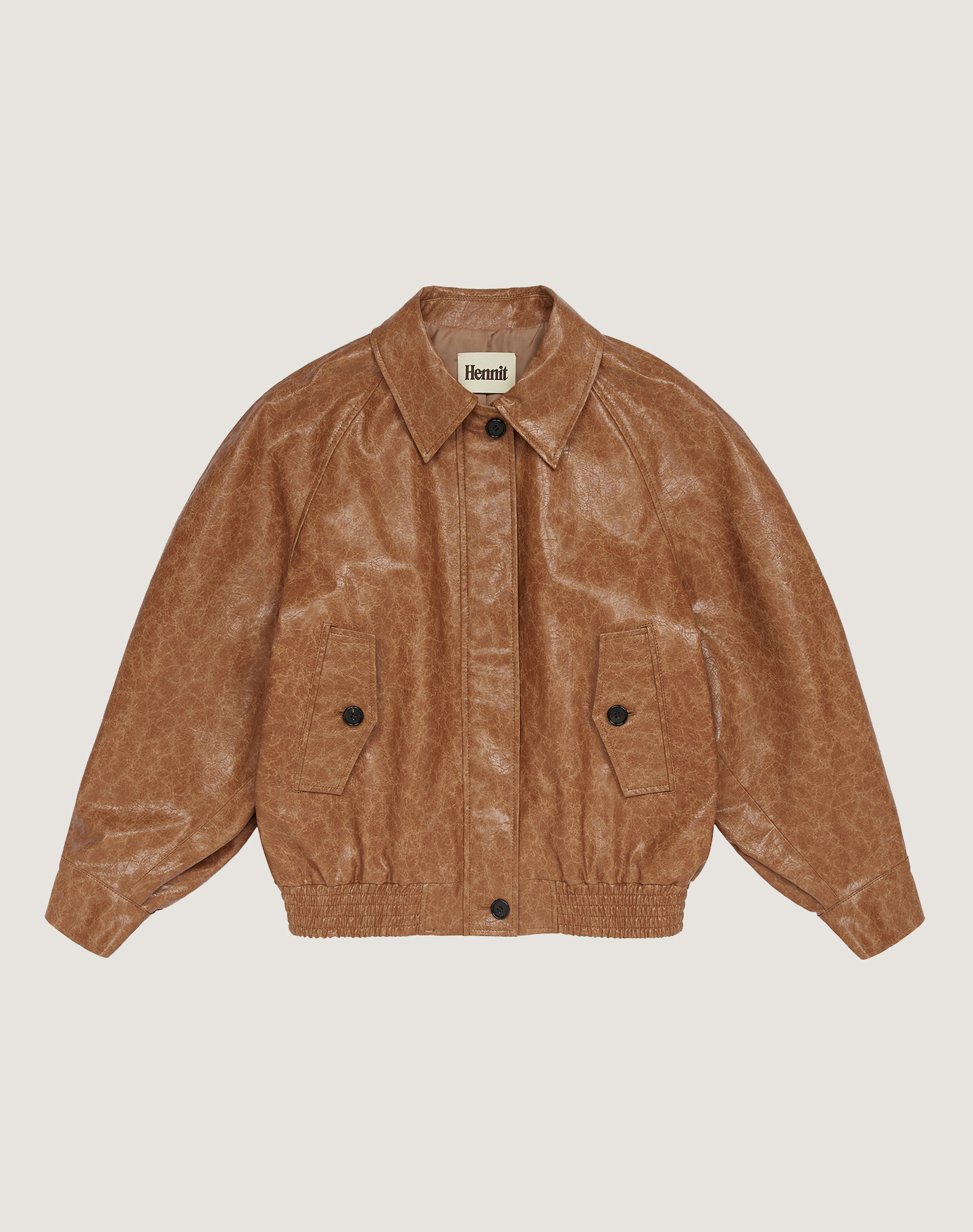 Leather Bomber Jacket (Camel) - hennit