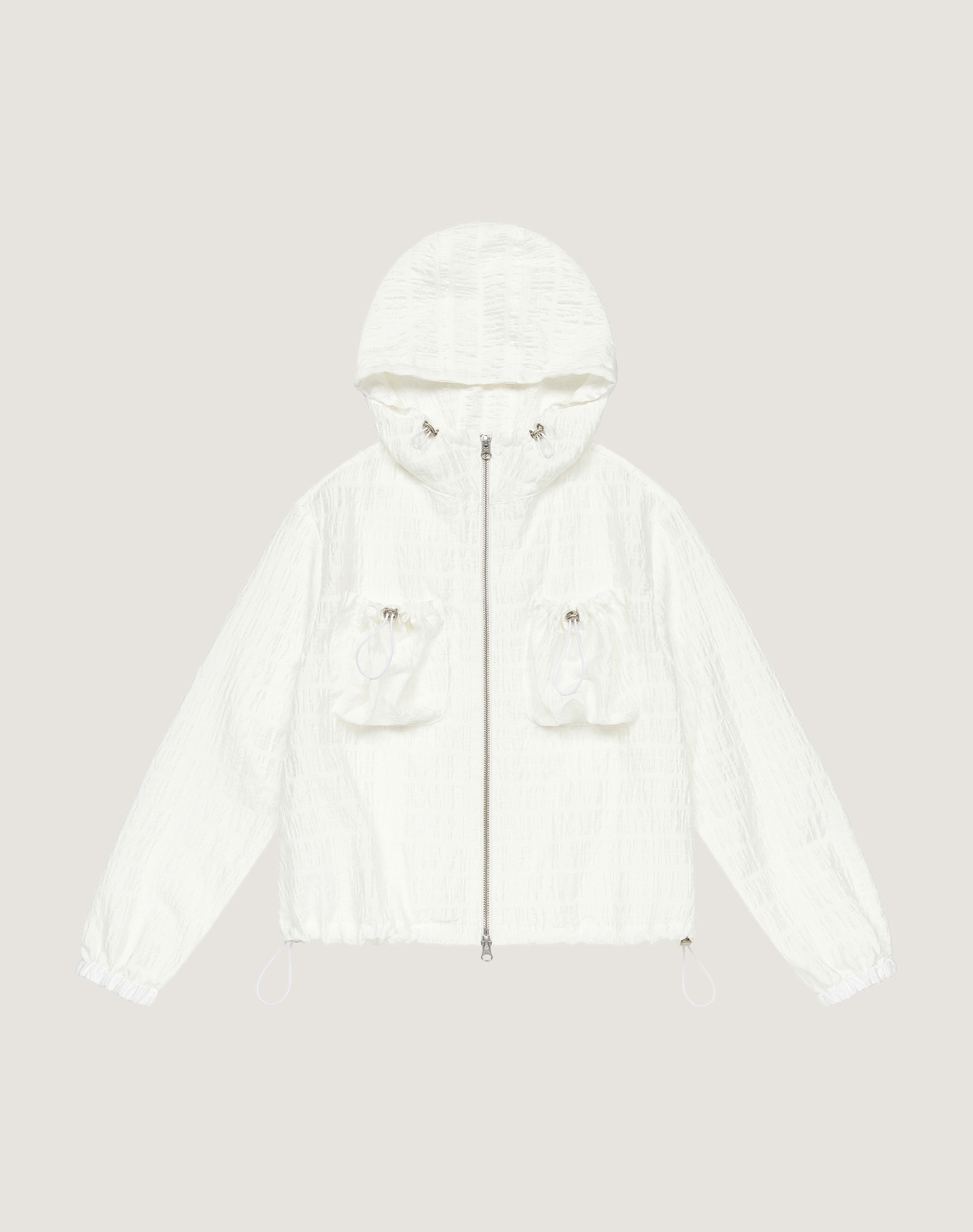 String Pocket Hoodie Jacket (White) - hennit