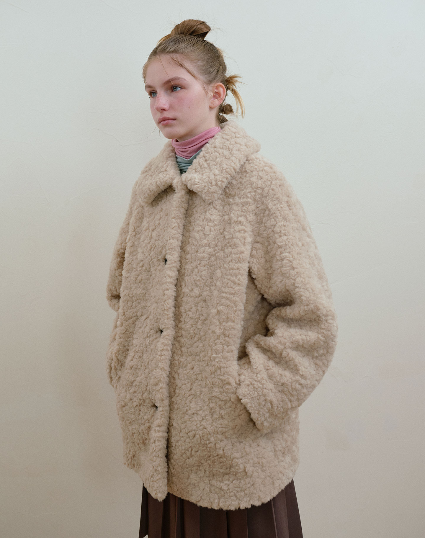 Fur Half Coat (Beige) - hennit