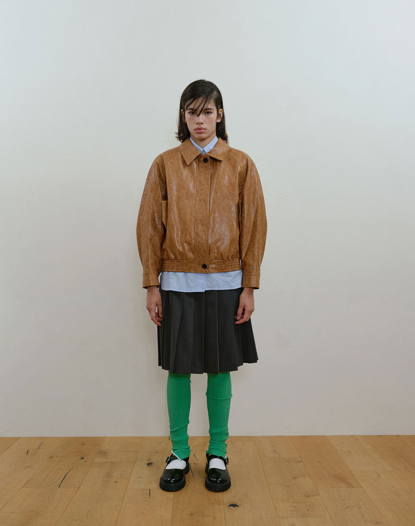 Leather Bomber Jacket (Camel) - hennit