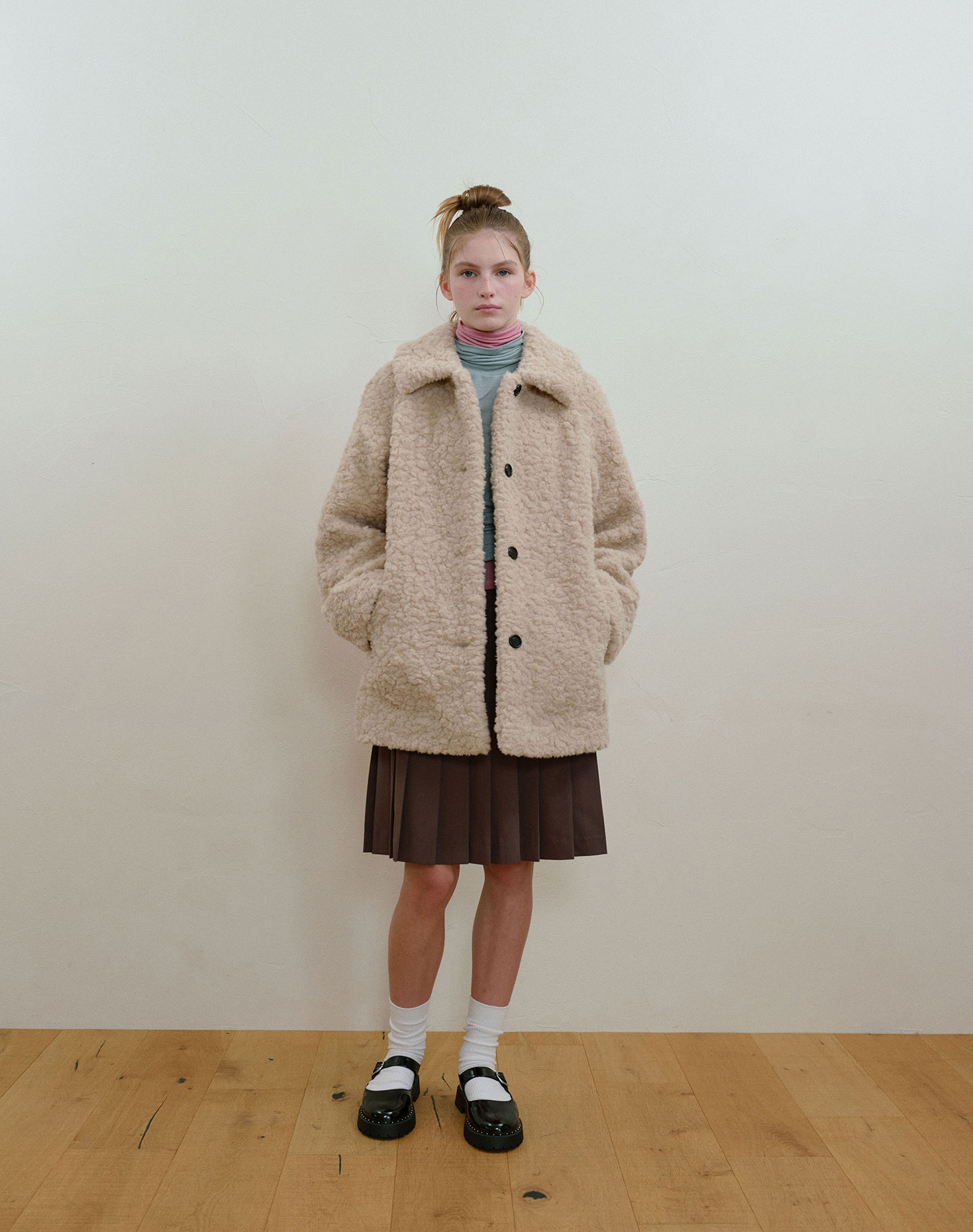 Fur Half Coat (Beige) - hennit