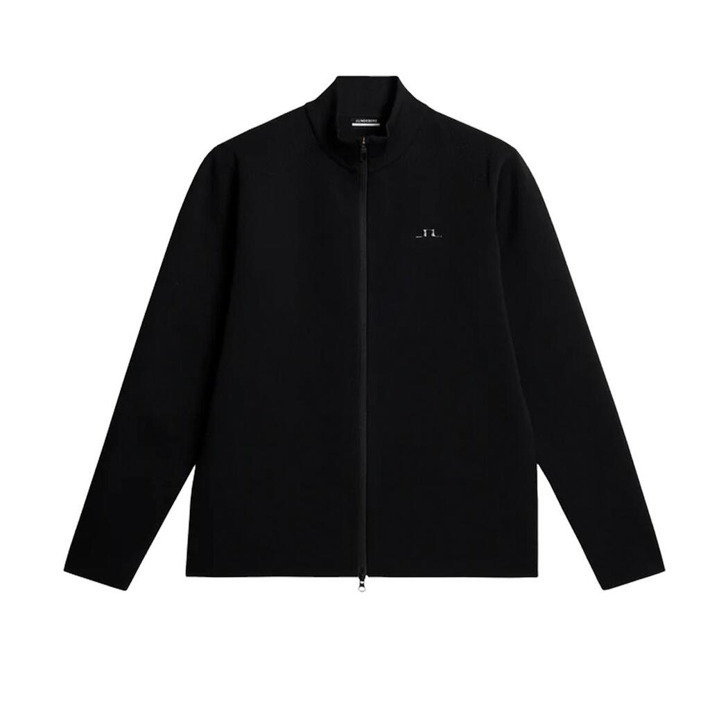제이린드버그 FW25 남성 BO TECH 집업 니트 골프 스웨터 블랙 | TEELOUNGE