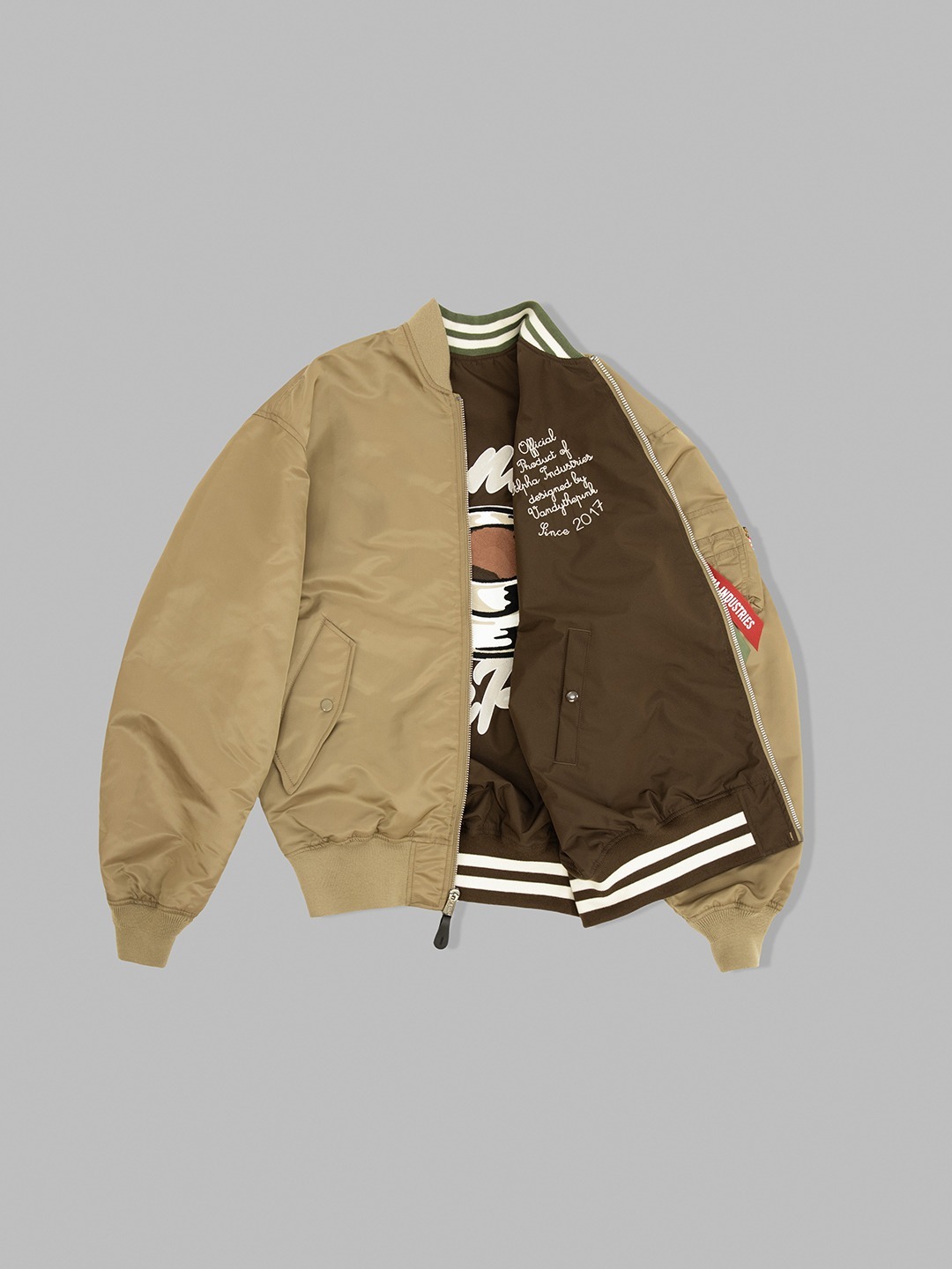 알파 인더스트리 VANDY THE PINK X ALPHA REVERSIBLE BOMBER JACKET LEAD GRAY