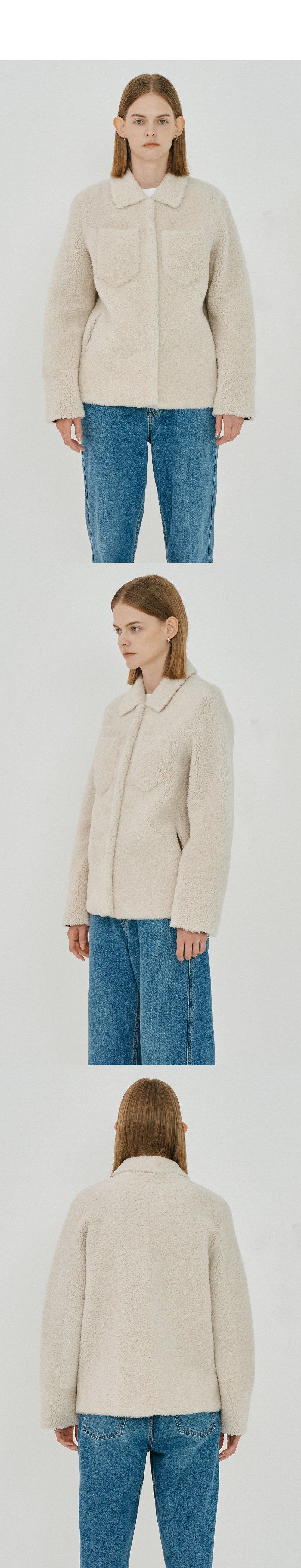 100% LAMB SHEARLING SHIRTS (IVORY) - 타임앤액션