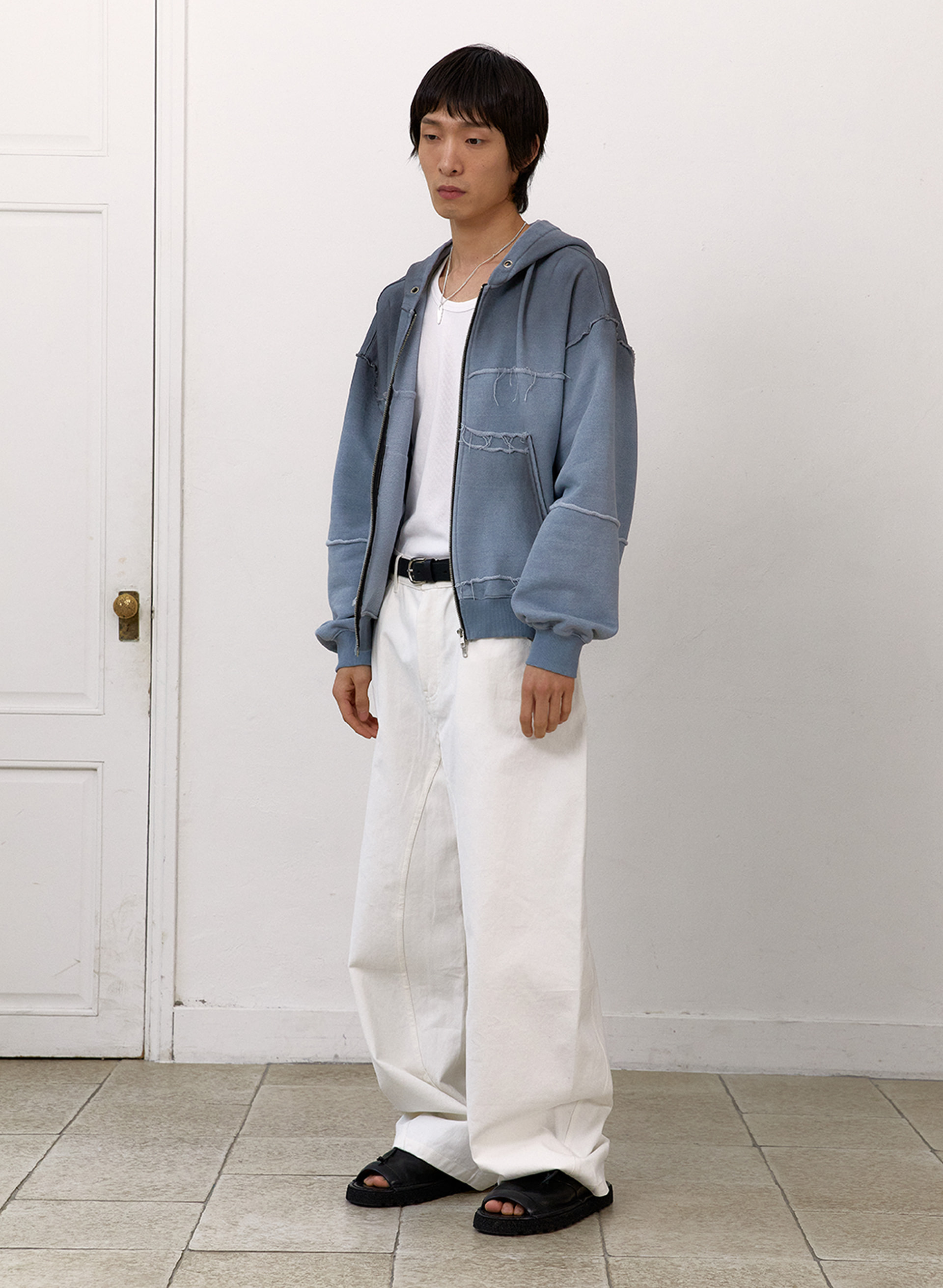 SPRAYED PIGMENT HOOD ZIP-UP (SPRAY DEEP BLUE) | dbetter