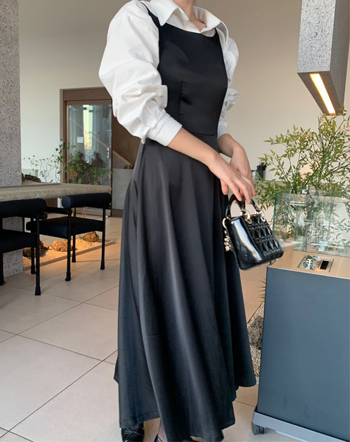 Satin layered one-piece(1color) - 제이펄리