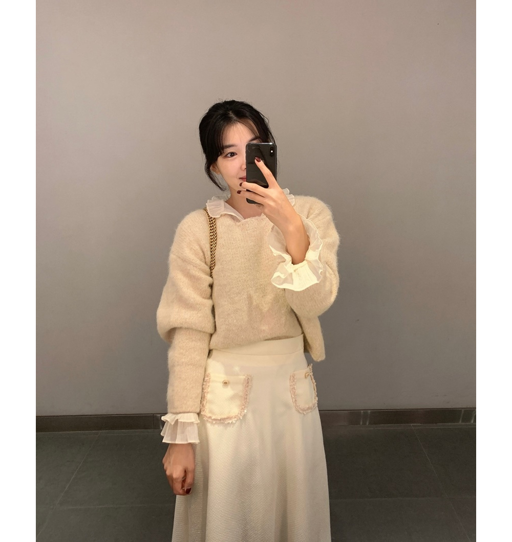 Squared neck wool knit(2color) - 제이펄리