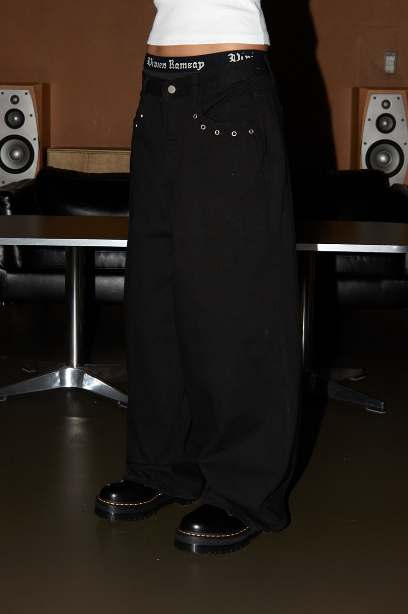 JADED STUD MEGA WIDE PANTS | 런츠