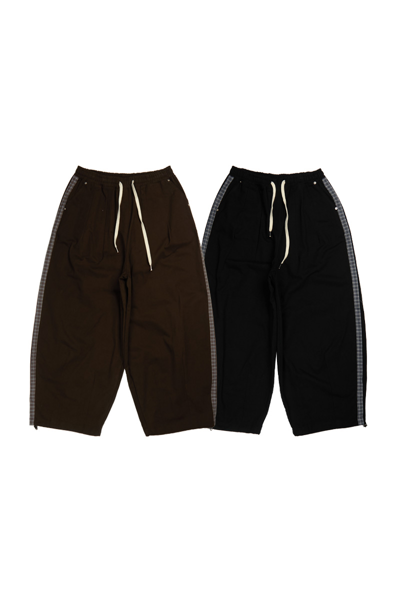 PEACHY SIDE CHECKED MEGA WIDE PANTS (GIMO) | 런츠