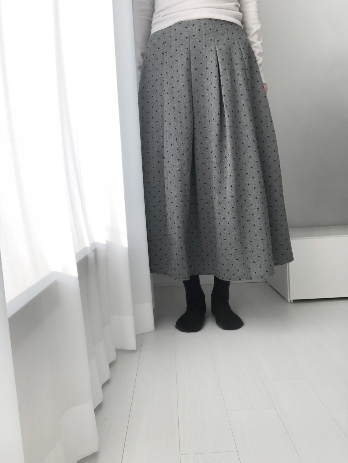 dot long pleats skirt (2c) - 고와