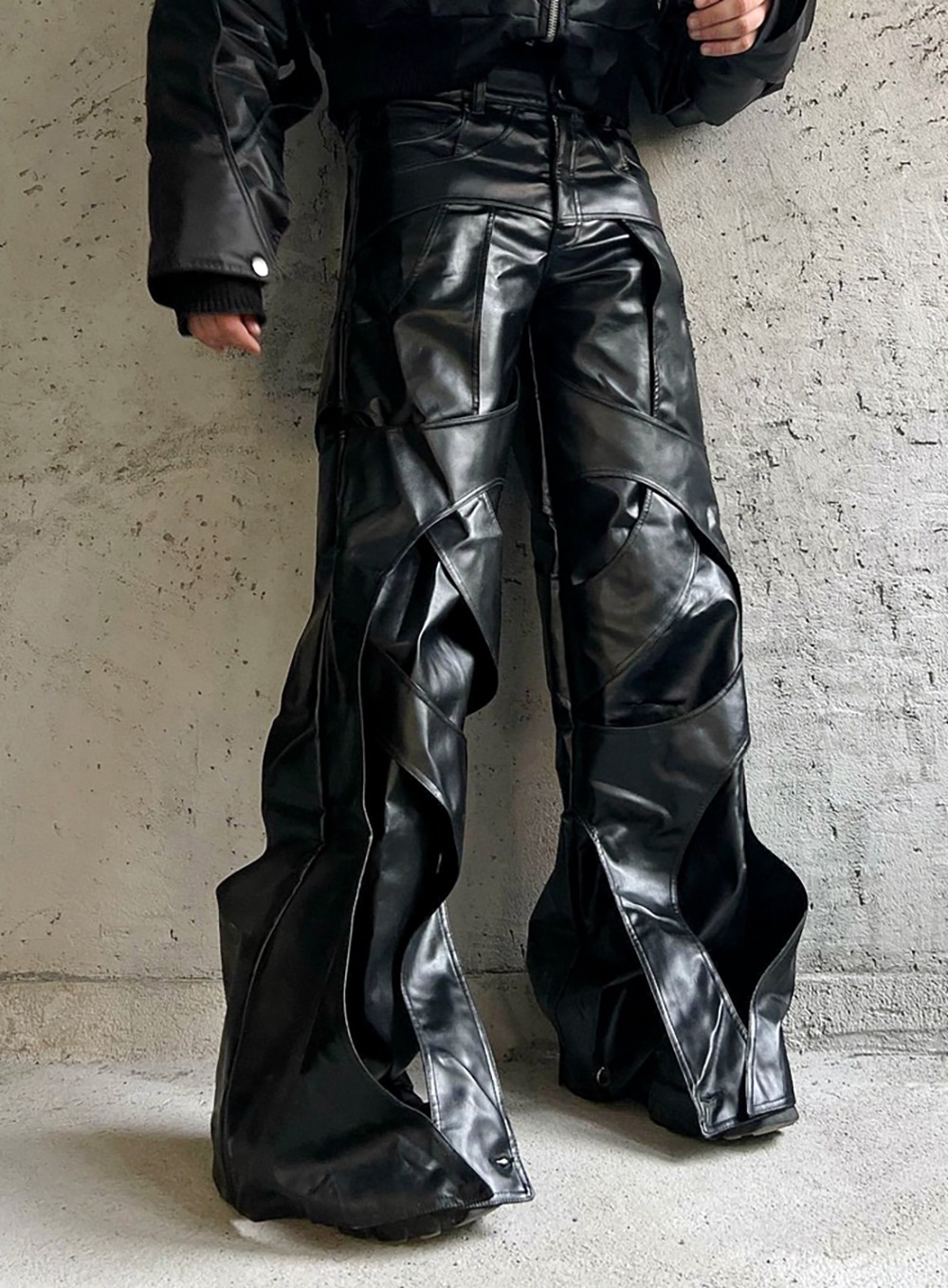 [CHAUNK DRKLAC] Deconstructed Layered Wear Multi Wax Pants - BCAESAR
