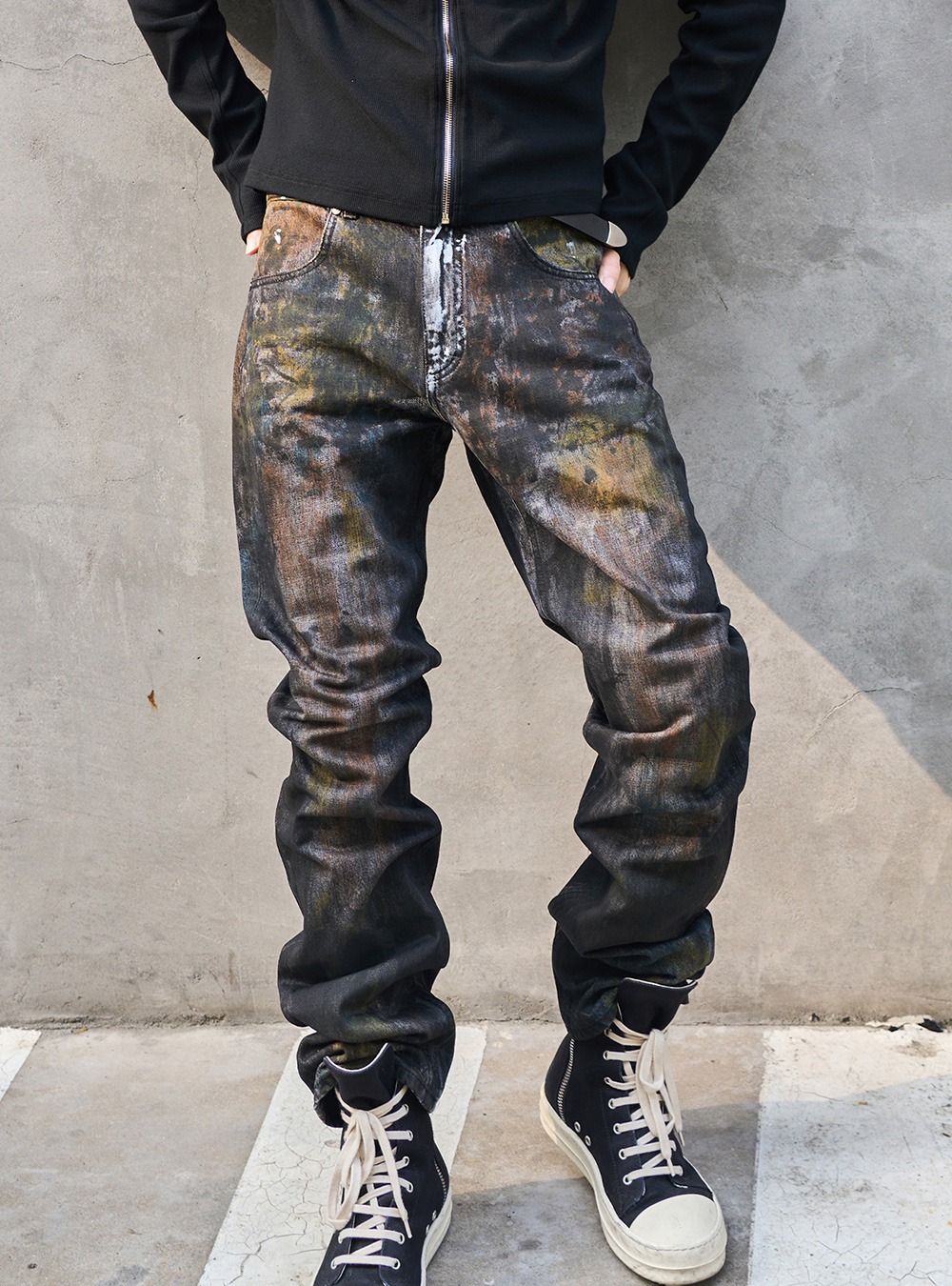 Washed Paint-Stained Vintage Denim - BCAESAR