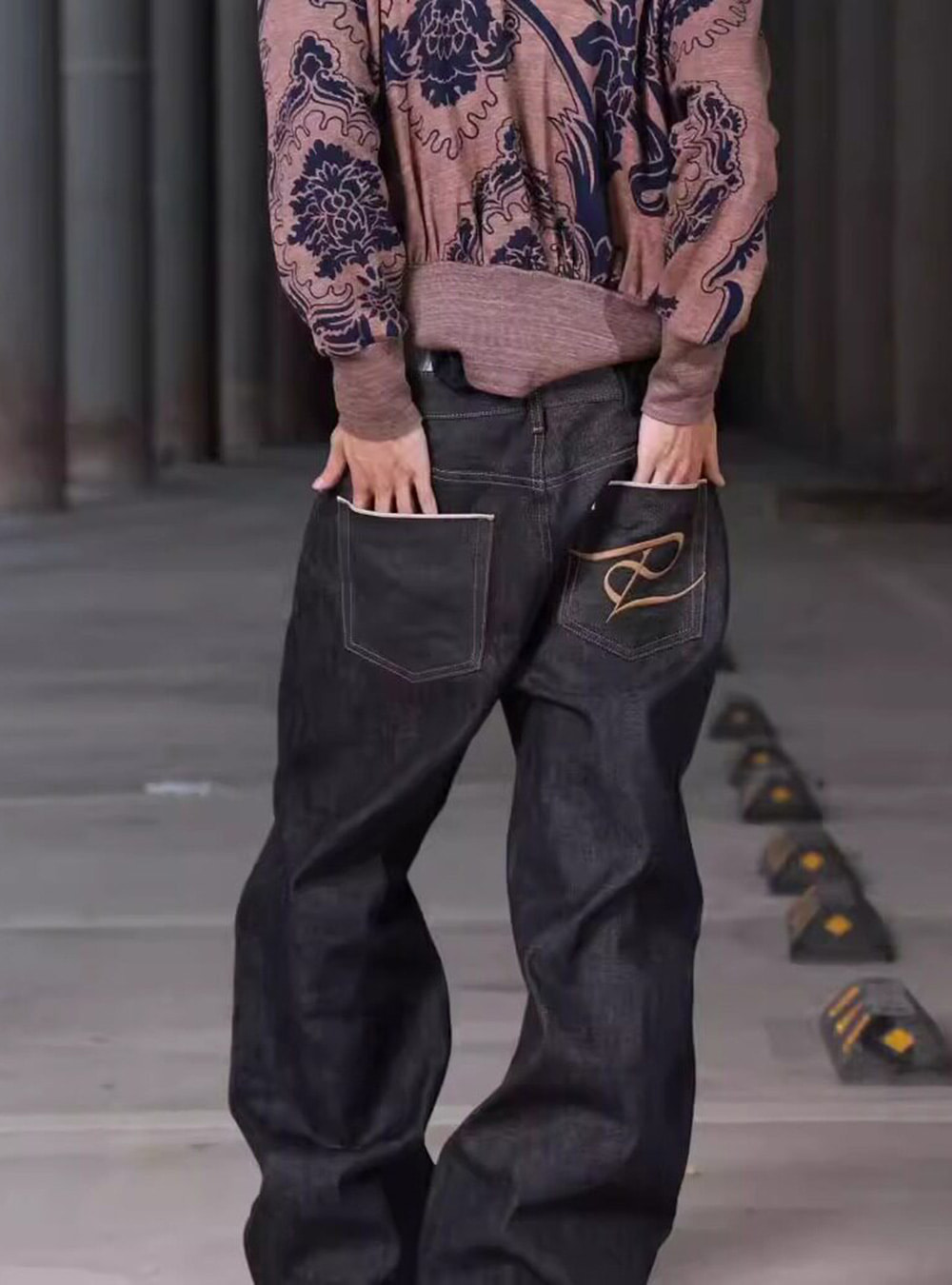 Red Selvage Embroidered Jean | BCAESAR