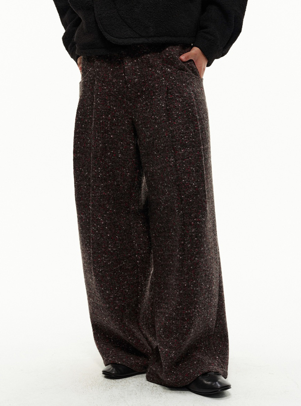 Speckled Wide Tweed Slacks | BCAESAR