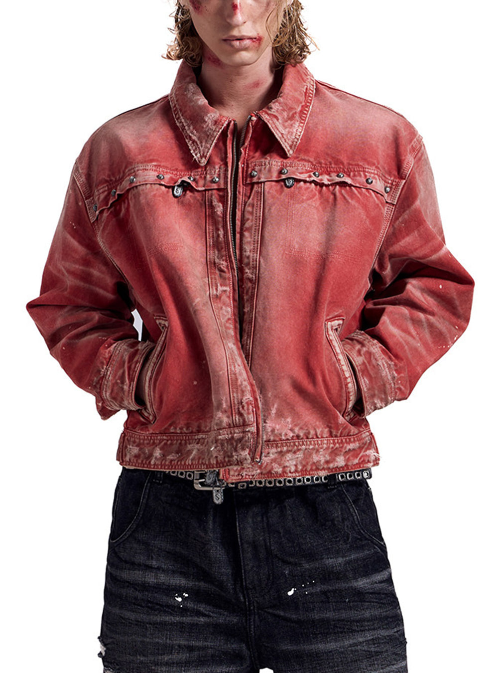 Red Washed Cotton Jacket | BCAESAR