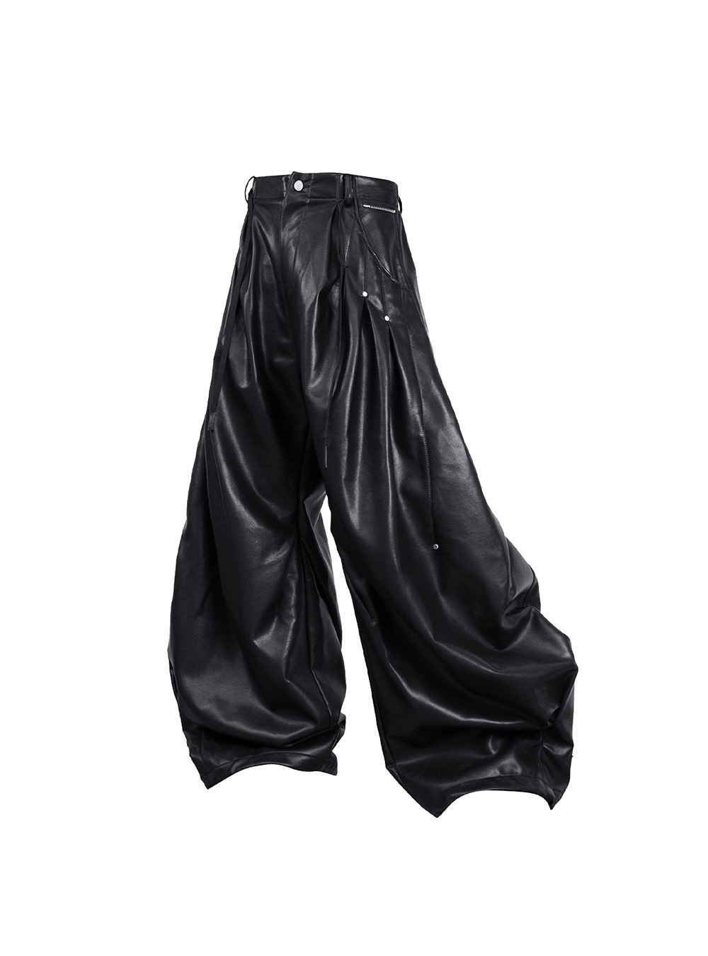 Draped PU Wide Pants | BCAESAR