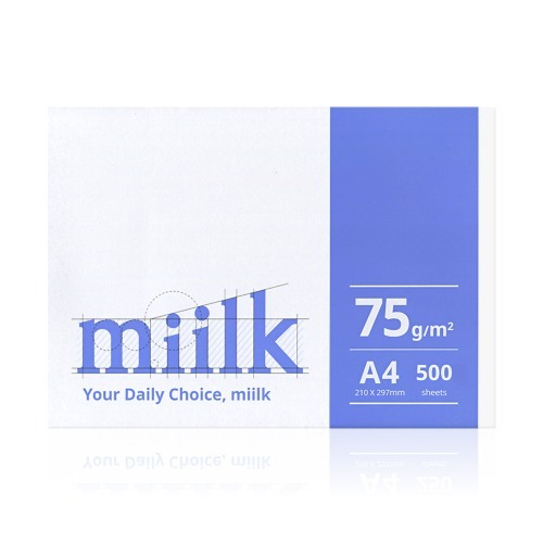 밀크 A4 용지 75g 500매 1팩 한국제지 복사지 용지 복사용지 Miilk - 계룡몰