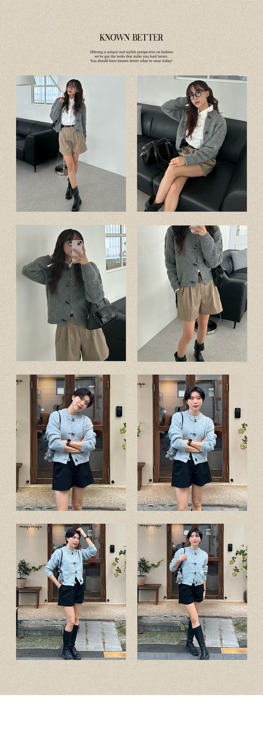Dia pattern toggle button cardigan_Skyblue - 노운베러