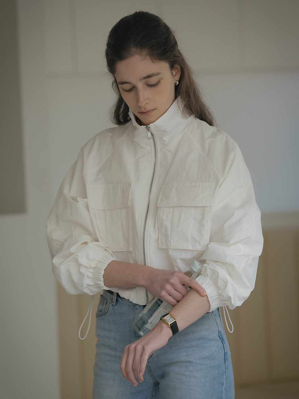 Overfit wind string jumper_Ivory - 노운베러