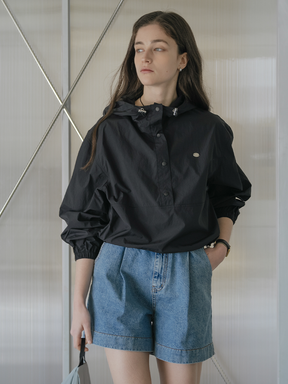 Sheer hood string anorak_Black - 노운베러