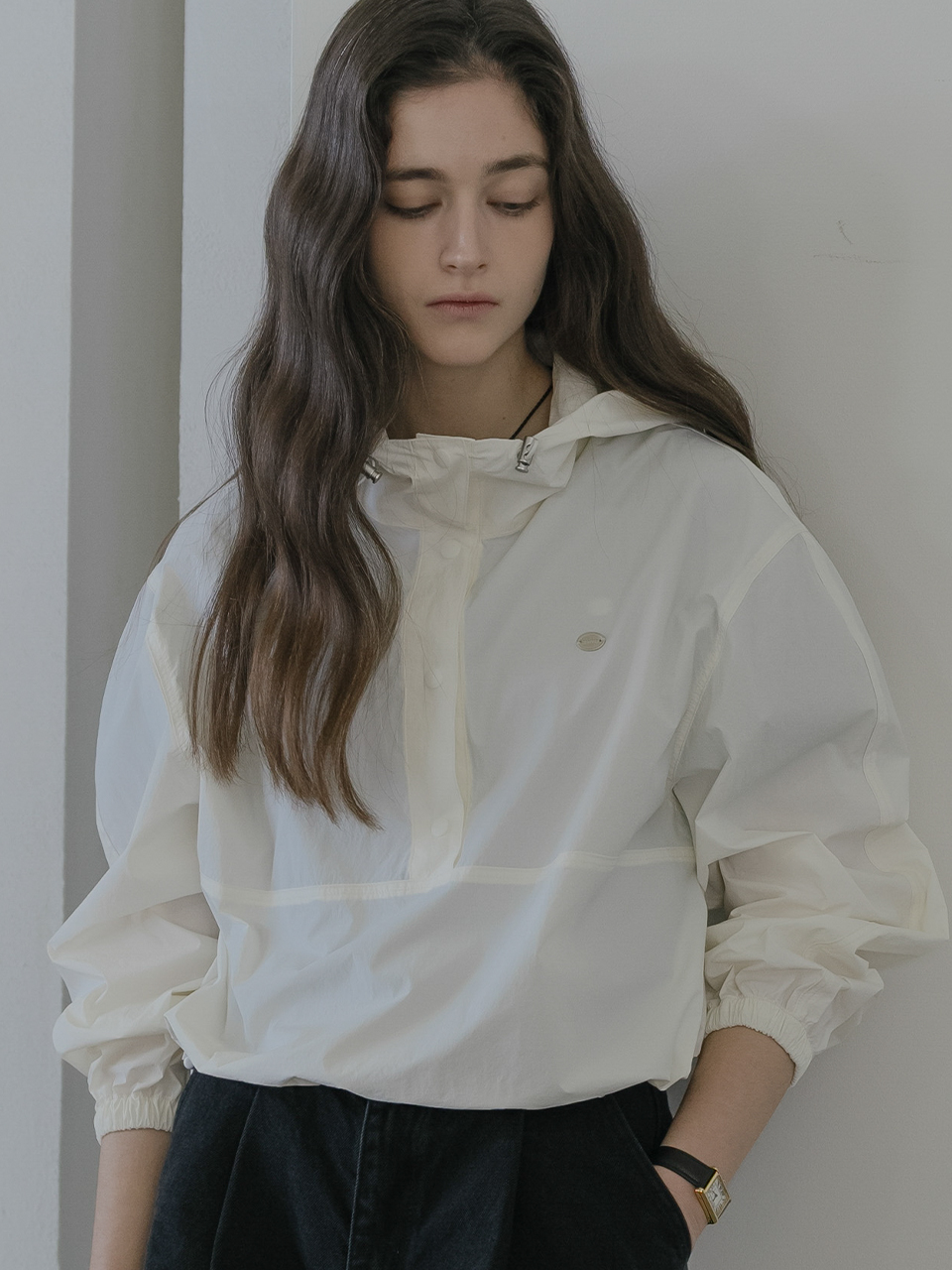 Sheer hood string anorak_Cream - 노운베러