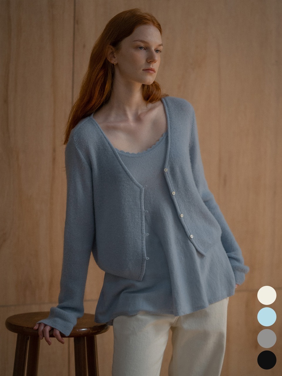 Romantic hachi knit sleeveless cardigan set_[4color] - 노운베러