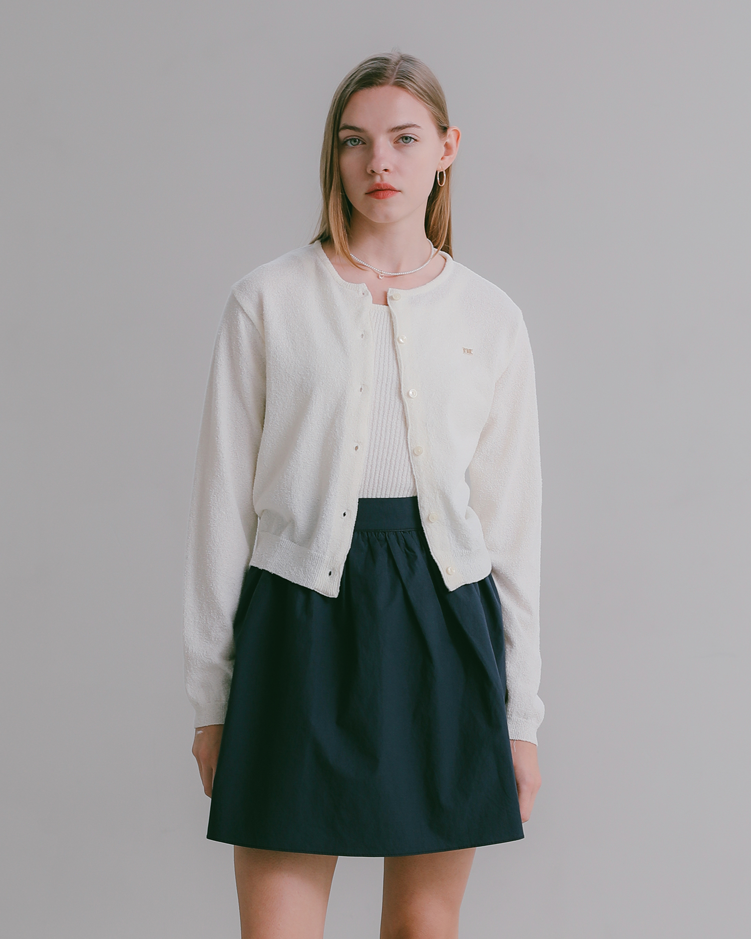 NR Summer Boucle Round Cardigan Ivory - noregret